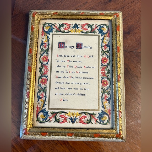 Vintage | Wall Decor | Vintage Florentine Marriage Blessing Motto Art ...